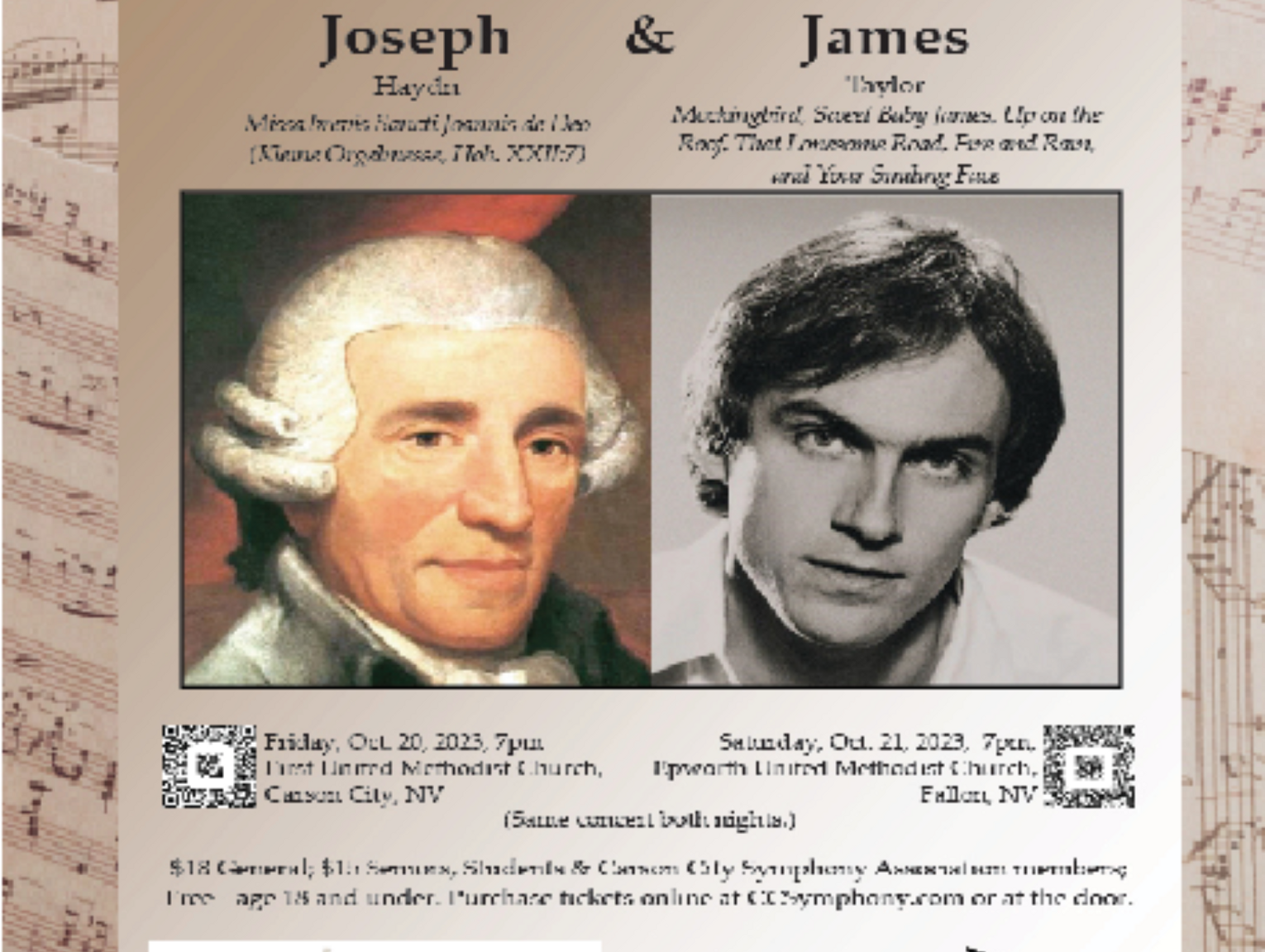 Carson Chamber Singers Present Joseph & James AKA Haydn & Taylor