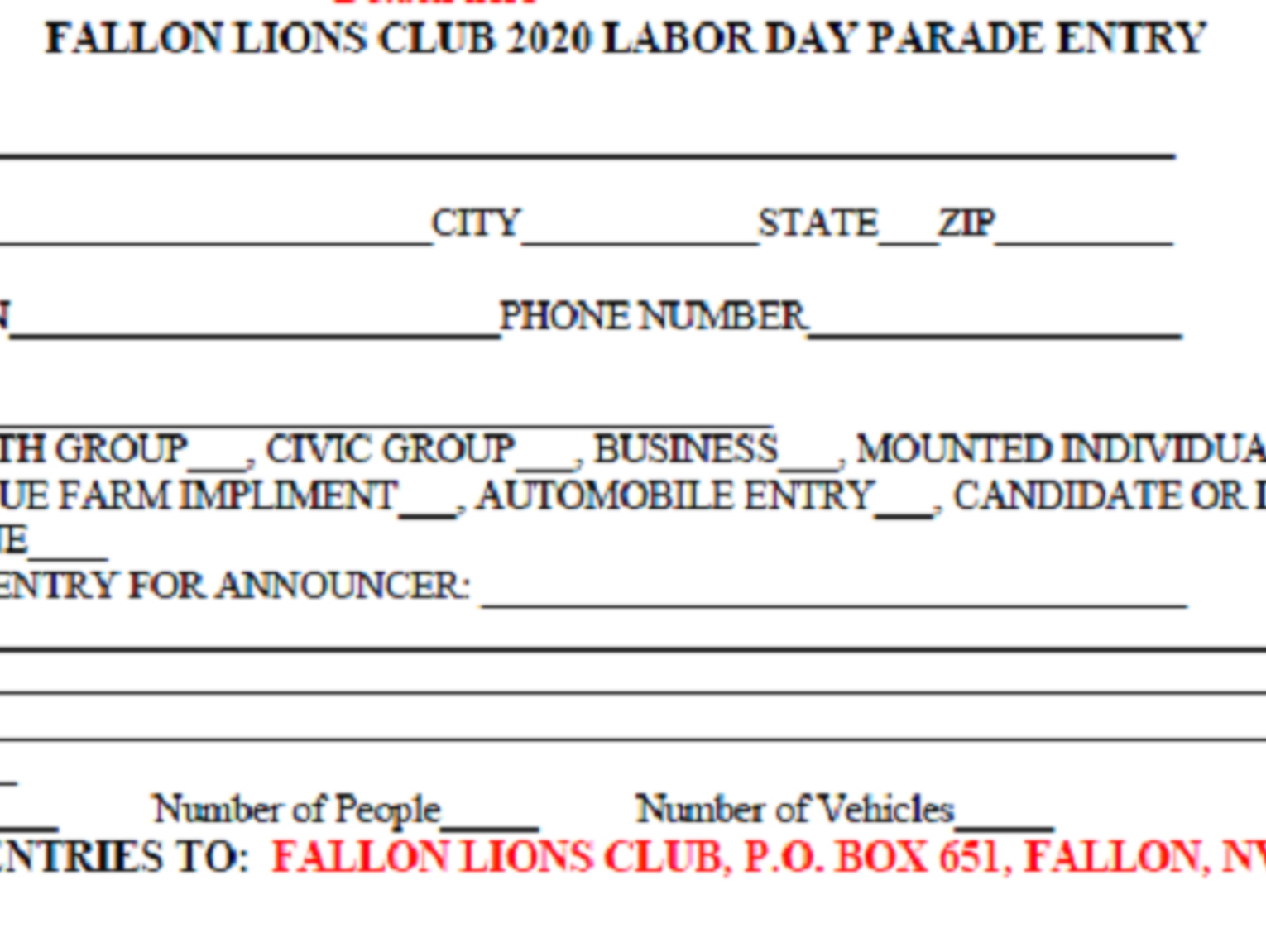 Fallon Lions Club Annual Labor Day Parade