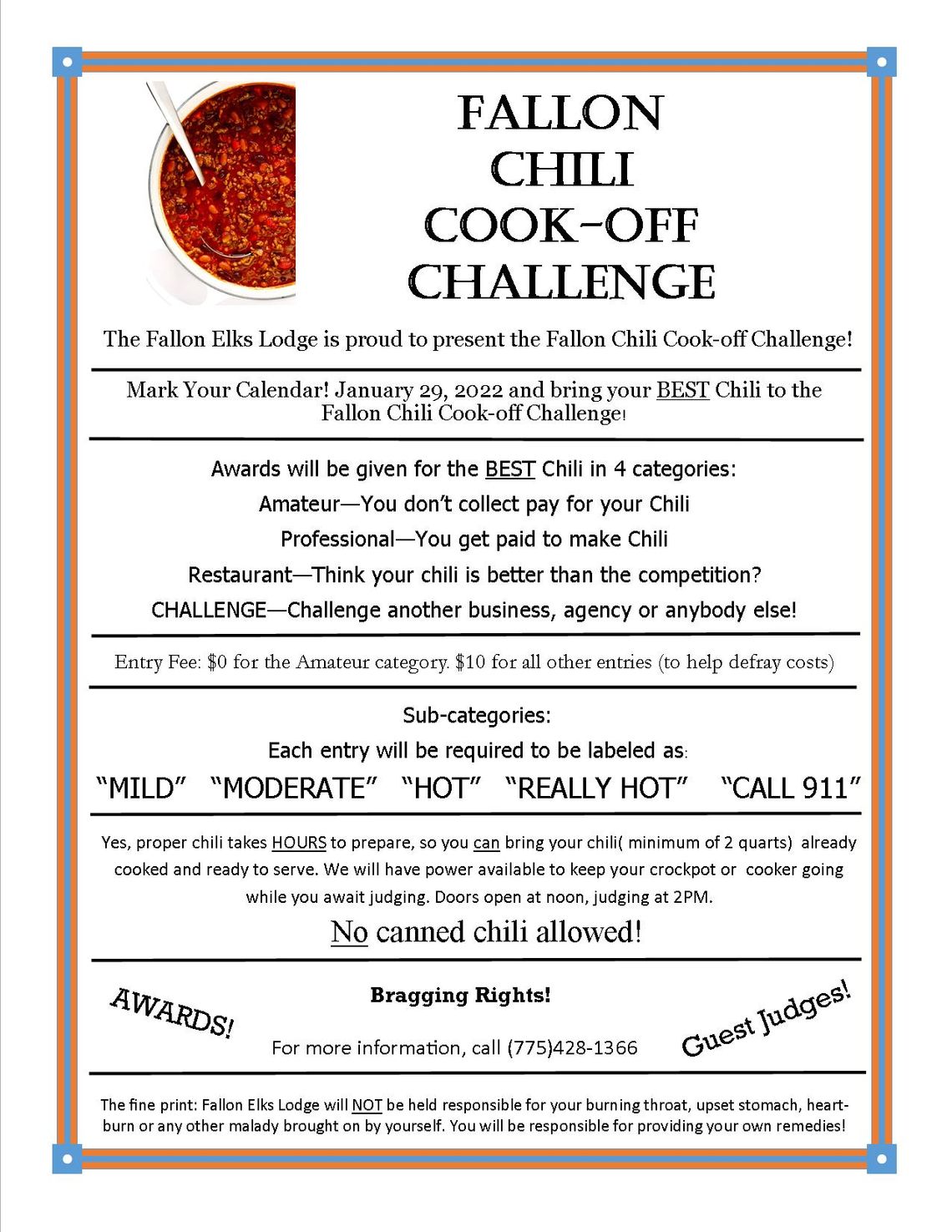Fallon Elks Lodge Chili Cook-off Challenge