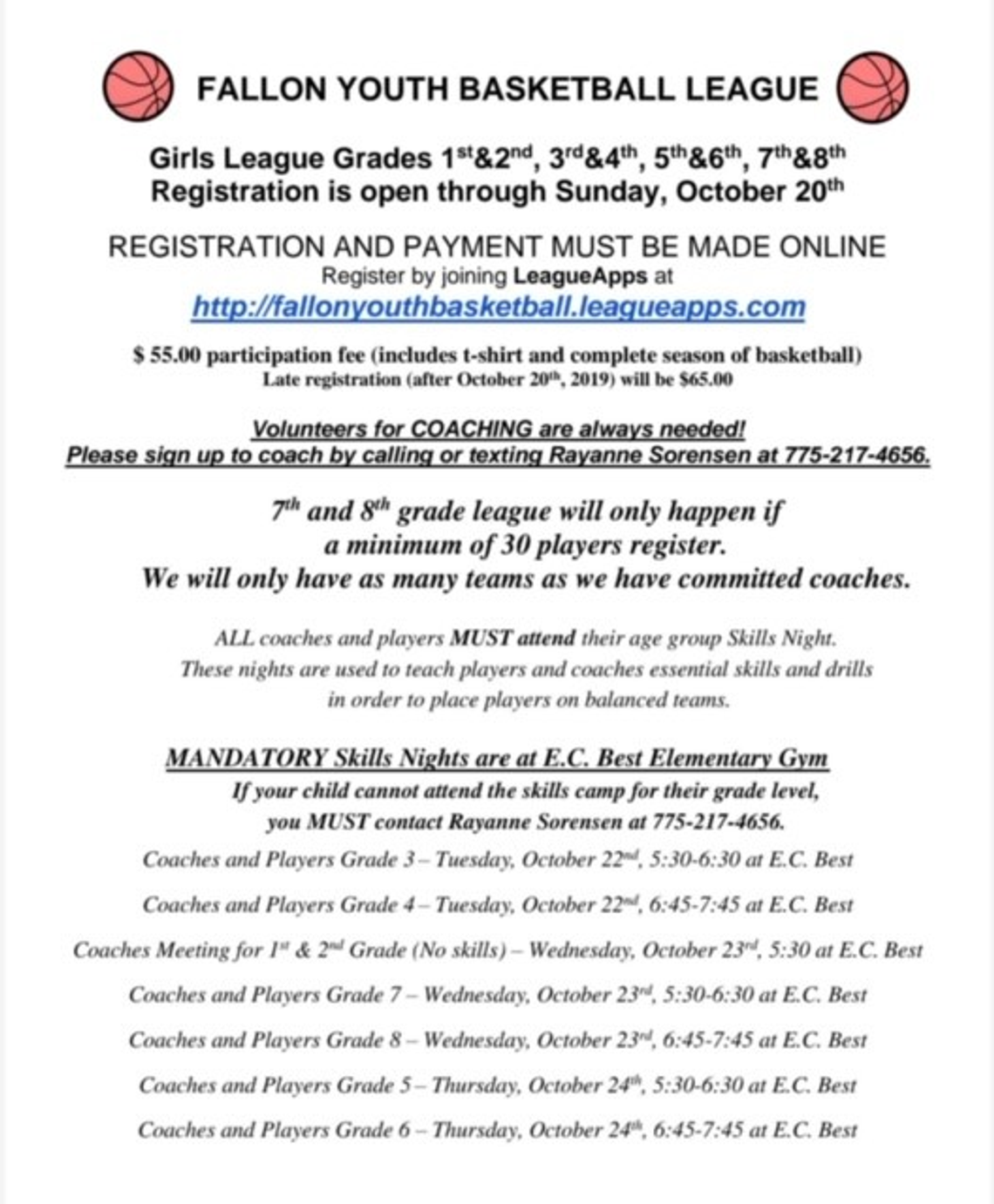 Fallon Youth Basketball League